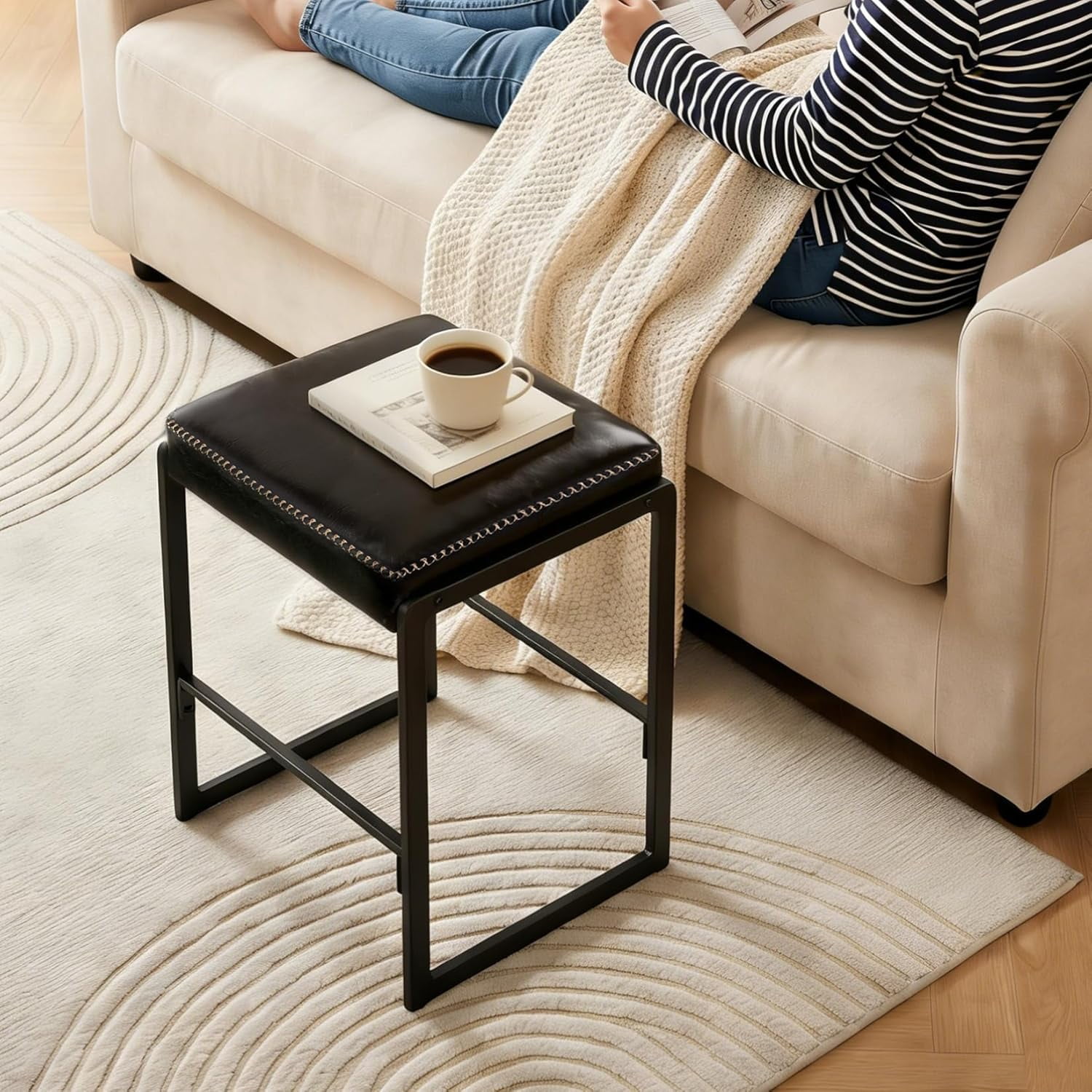 Click here for Jmhbb Counter Height Bar Stools Upholstered Waxed... prices