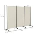 6' 3 Panel Room Divider, Indoor Privacy Screen for Home, Light Gray ...