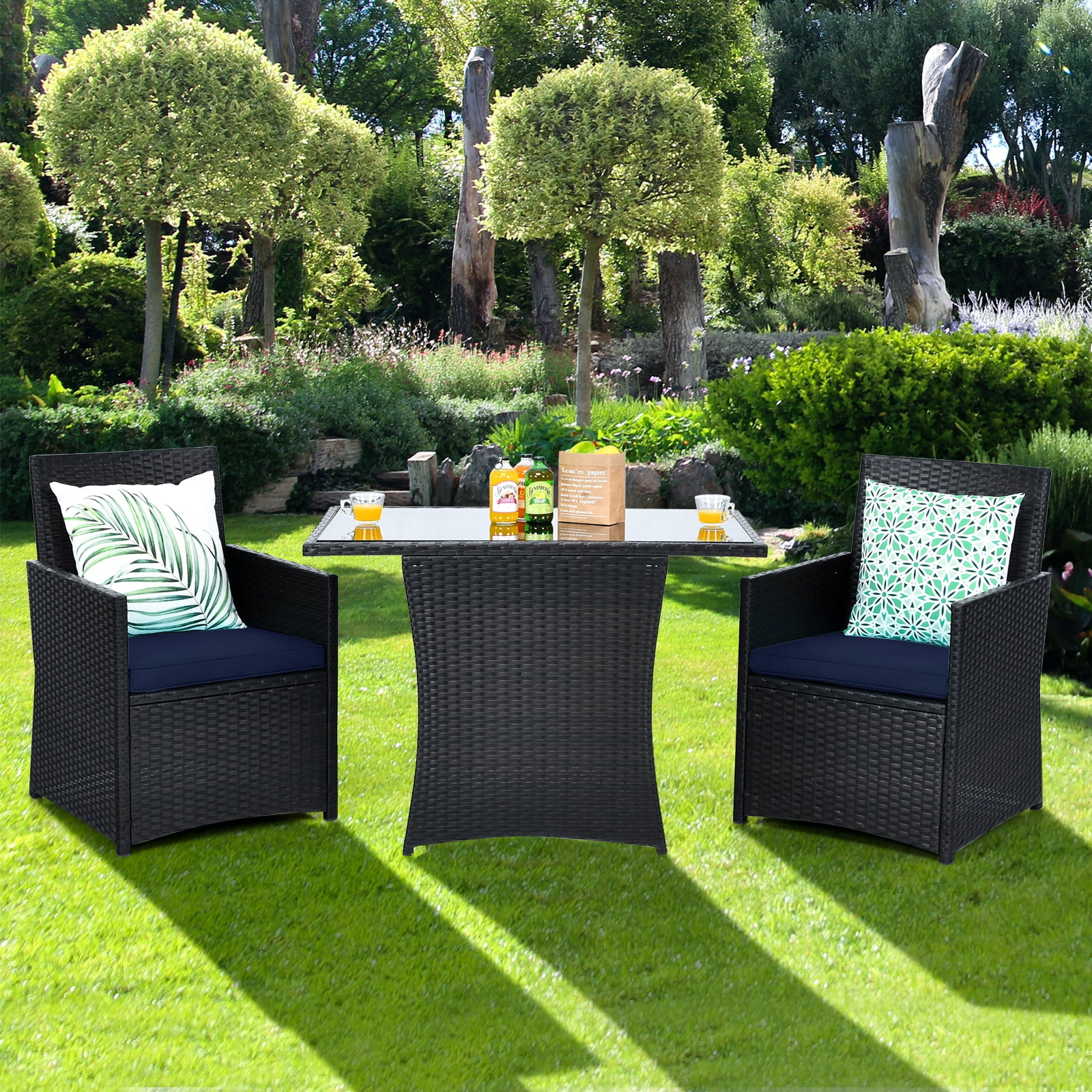 Click here for Patiojoy 3pcs Patio Rattan Dining Set Space-Saving... prices