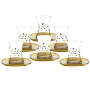 LAV Turkish Tea Cups and Saucers Set of 12 - Tea Glasses Set with Gold ...