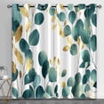 Blue Gold Leaf Style Blackout Curtains Curtain Panels for Living Room ...