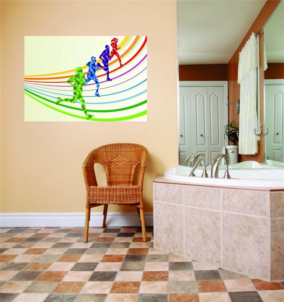 Design With Vinyl Artwork Colorful Track Racers Running In A Marathon ...