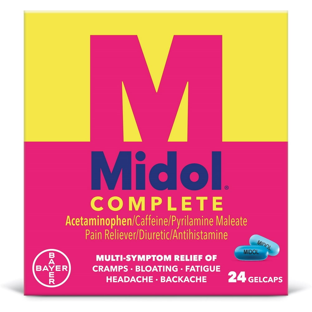 Midol Complete, Menstrual Period Symptoms Relief, Gelcaps, 24 Count ...
