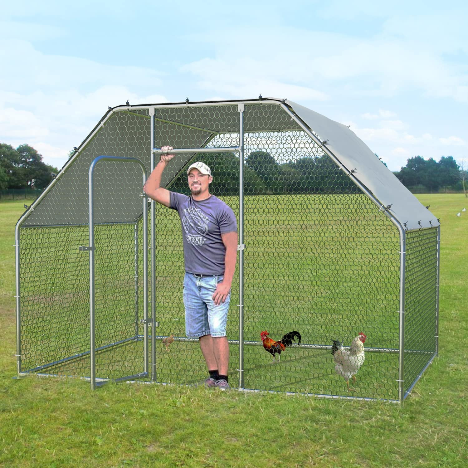 Vitesse Large Metal Chicken Coop, Walk in Wire Chicken coops Runs ...