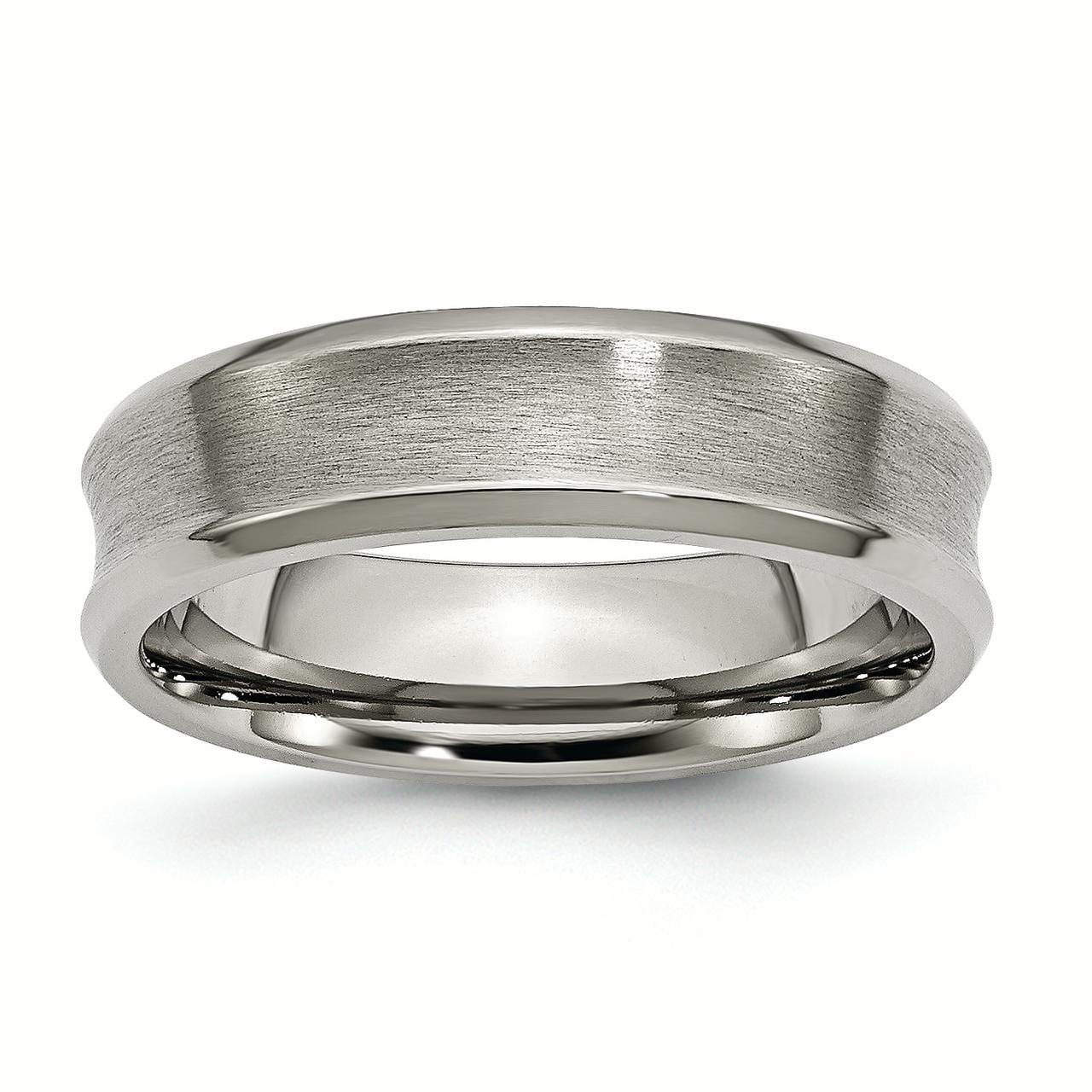 Jewelrypot - Titanium Beveled Edge, Concave 6mm Brushed & Polished Band ...