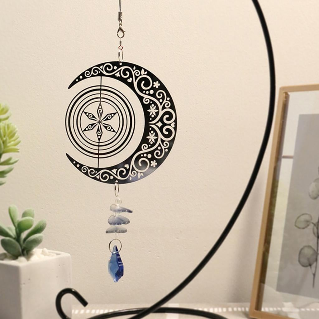 Metal Wind Chime Moon Indoor Outdoor Wind Chime with Crystal Prisms ...