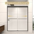 44-48" W x 70" H Double Sliding Framed Shower Door, with Clear Tempered Glass, Matte Black ...