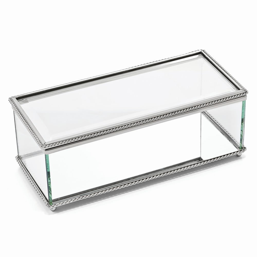 FB Jewels Nickel-plated Hinged Rectangular Glass Box - Walmart.com