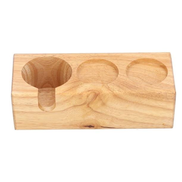 3‑Slots Wooden Coffee Portafilter Holder Tamper Stand Tamping Base for ...