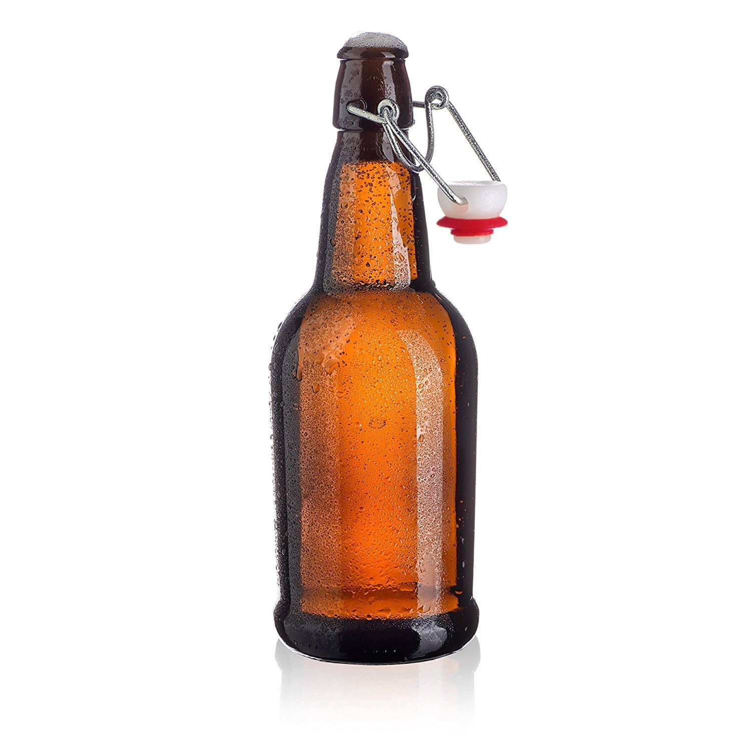 1 count 16oz Amber Glass Beer Bottles with Easy Wire Swing Cap ...