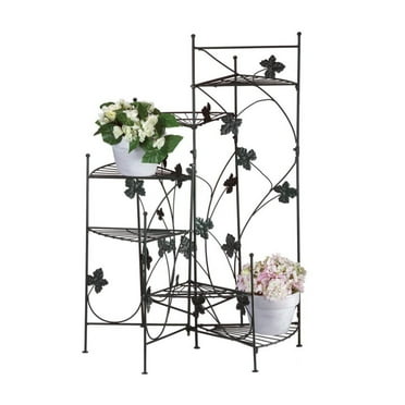 Four-Tier Plant Stand Screen, Black Finish Metal - Walmart.com