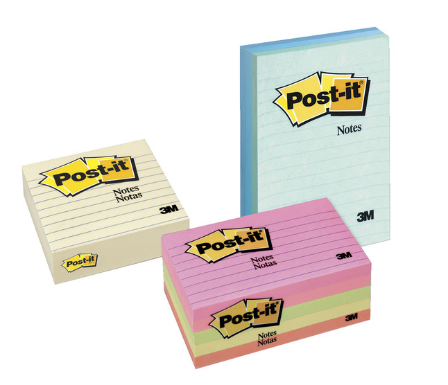 3M Post-It Lined Original Notes, 3 x 3 Inches, Canary Yellow, Pack of ...