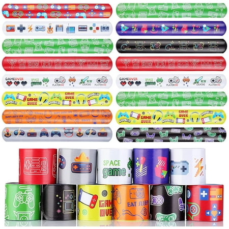 64 Pieces Video Game Slap Bracelets for Kids Snap Bands Bracelets ...