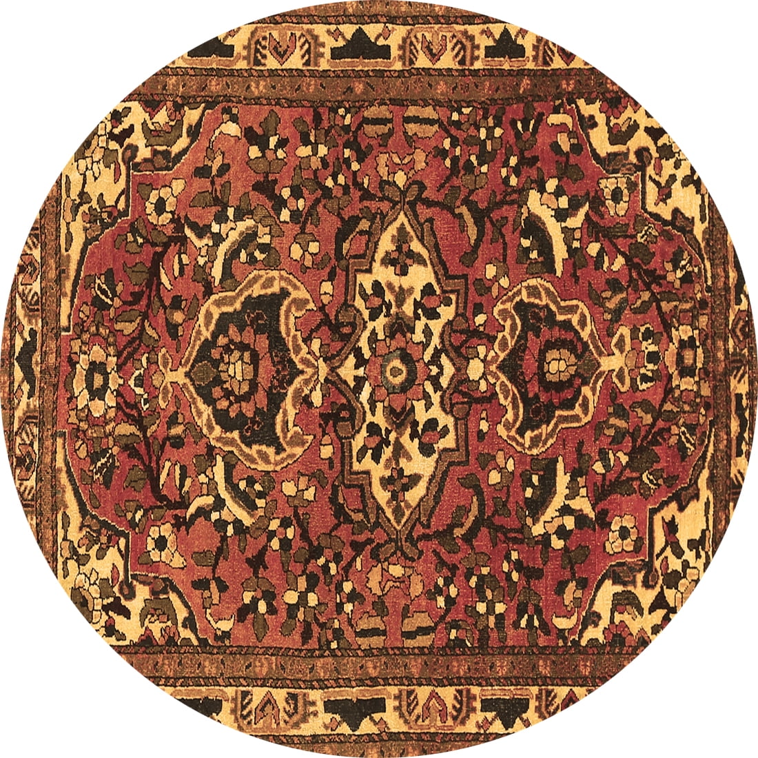 Ahgly Company Indoor Round Persian Brown Traditional Area Rugs, 8 ...