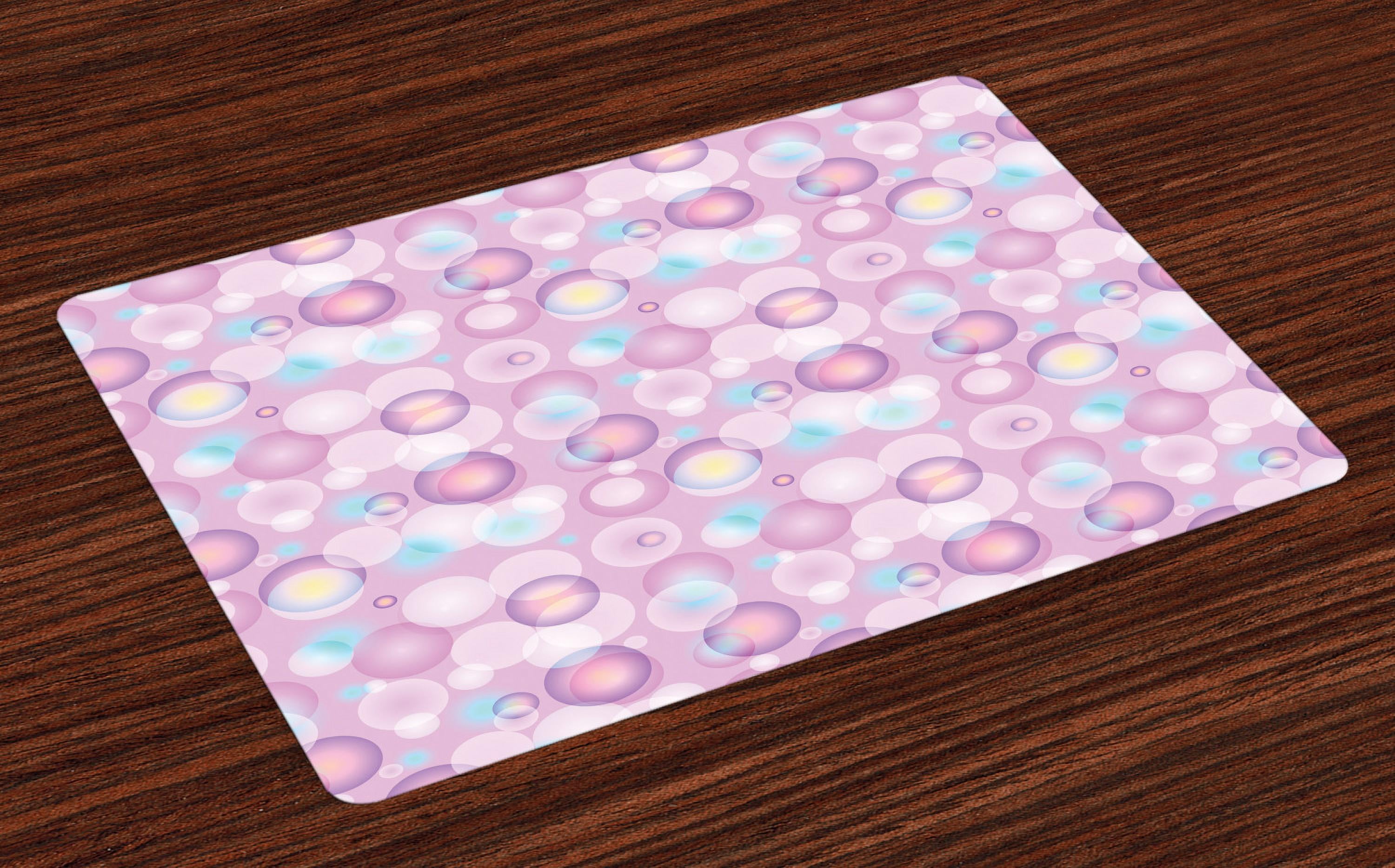 Ambesonne Pale Pink Place Mats Set of 4, Vibrant Color Bubbles ...