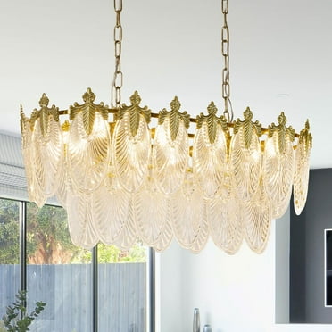 Depuley 10 Light Gold Crystal Chandeliers Ceiling Light Golden Double ...