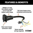 CURT 57184 4-Way Flat Vehicle-Side to 7-Way RV Blade Trailer Wiring ...