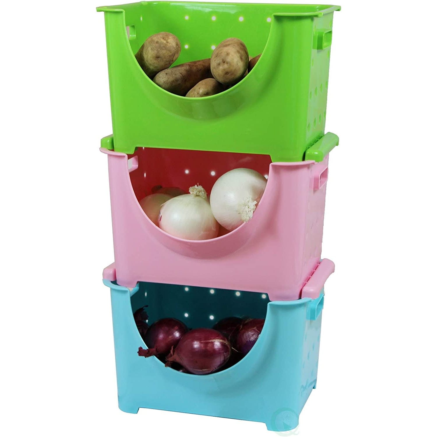 Cintbllter Stackable Plastic Storage Container Blue Stacking Bins