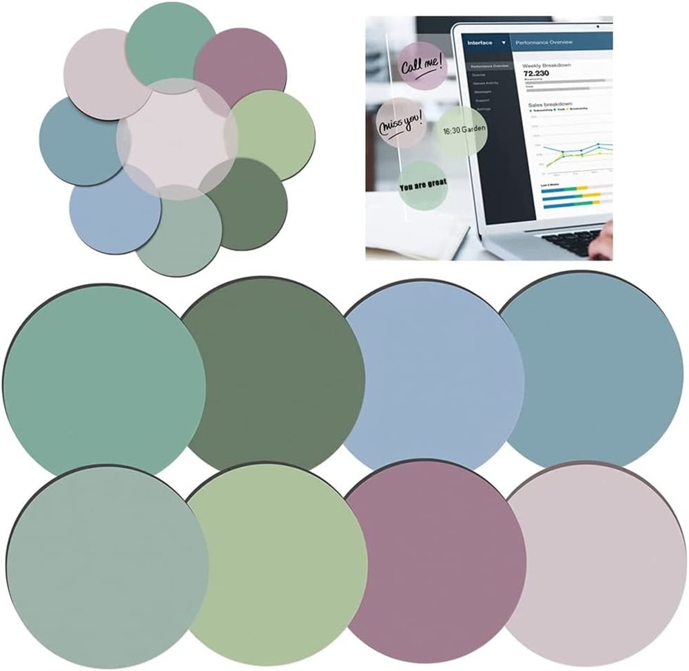 NOGIS 400 Pieces Round Transparent Sticky Notes, Set of 8 Colors ...