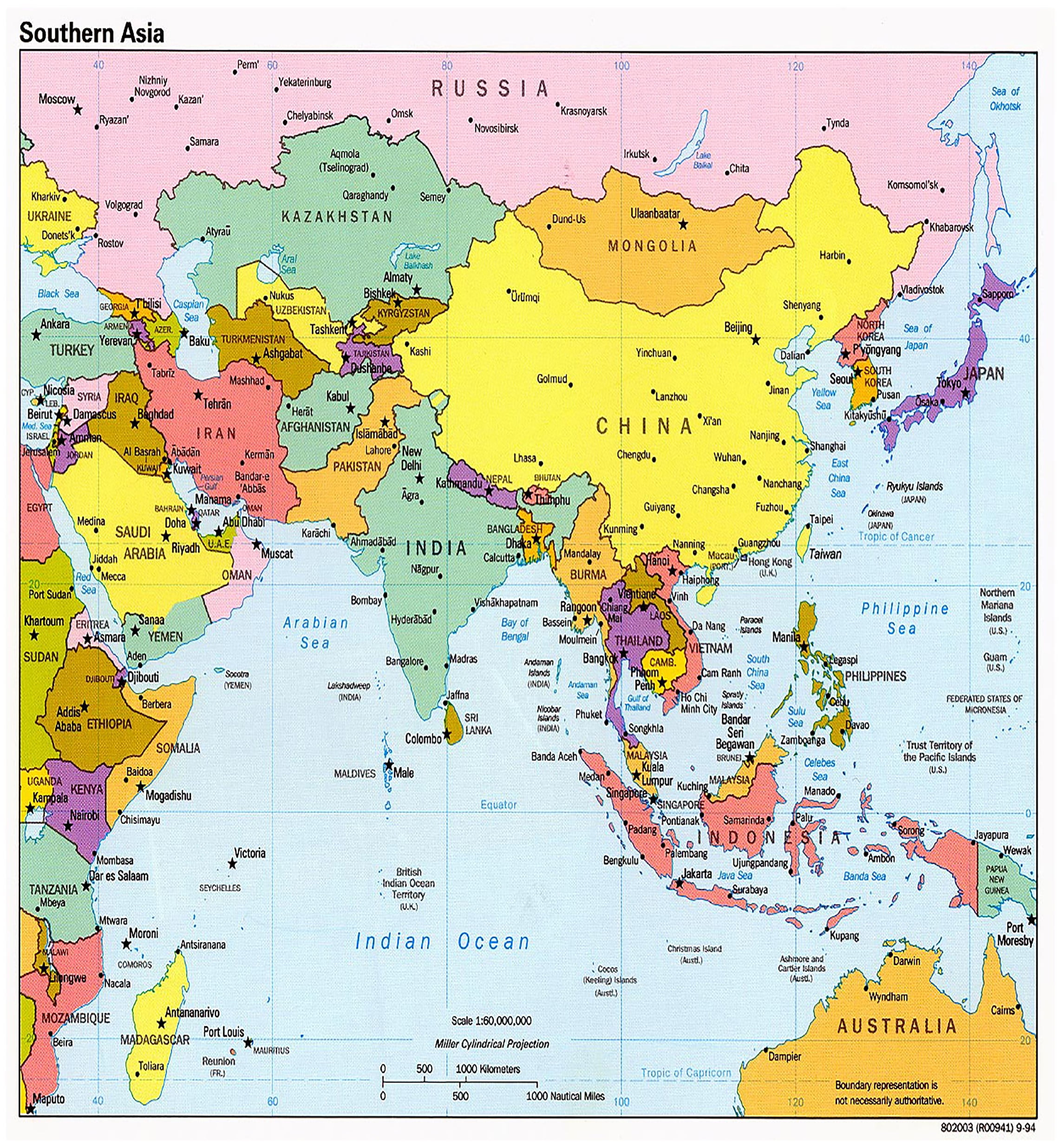 Political World Map Of Asia