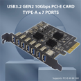 USB3.2 GEN2 10Gbps PCIe Expansion Card TYPE-A PCI-E 4X to 7 Ports USB 3 ...