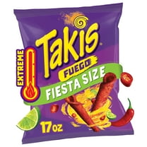 Takis Fuego Fiesta Size Bag, Intense Spicy Chile & Lime Rolled Tortilla ...