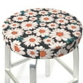 Bar Stool Covers Round, Blue Leaves Daisies Flowers Bar Stool Cushion ...