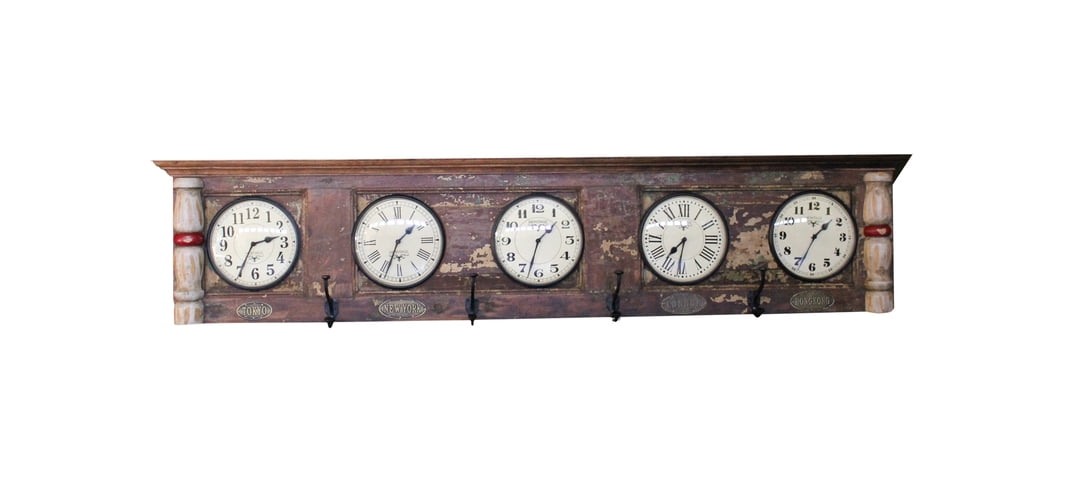Wooden World Time Wall Clock made from Recycled Door, Horizontal ...
