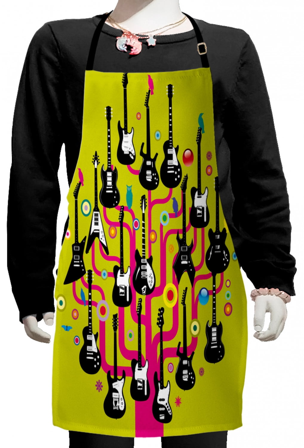 Music Kids Apron, Guitars for Rock Stars Above a Tree Plant Modern ...