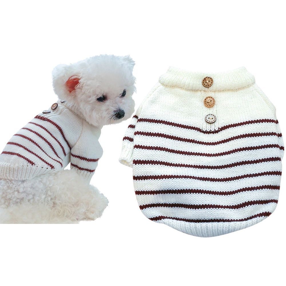 Aosijia Winter Warm Dog Stripes Sweater with Sleeves Puppy Knitted ...