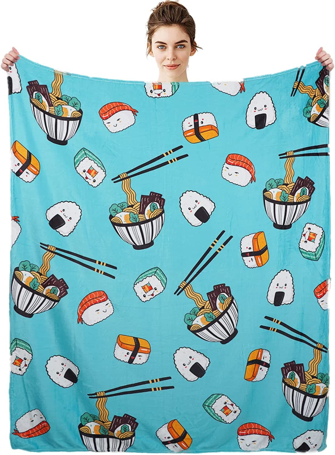 Sushi and Ramen Blanket 50"x60"Japanese Food Throw Blanket Cute Cartoon ...