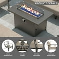 Gotland 6 Seats Outdoor Metal Patio Furniture Set with 55,000 BTU Gas Fire Pit Table w/Glass ...