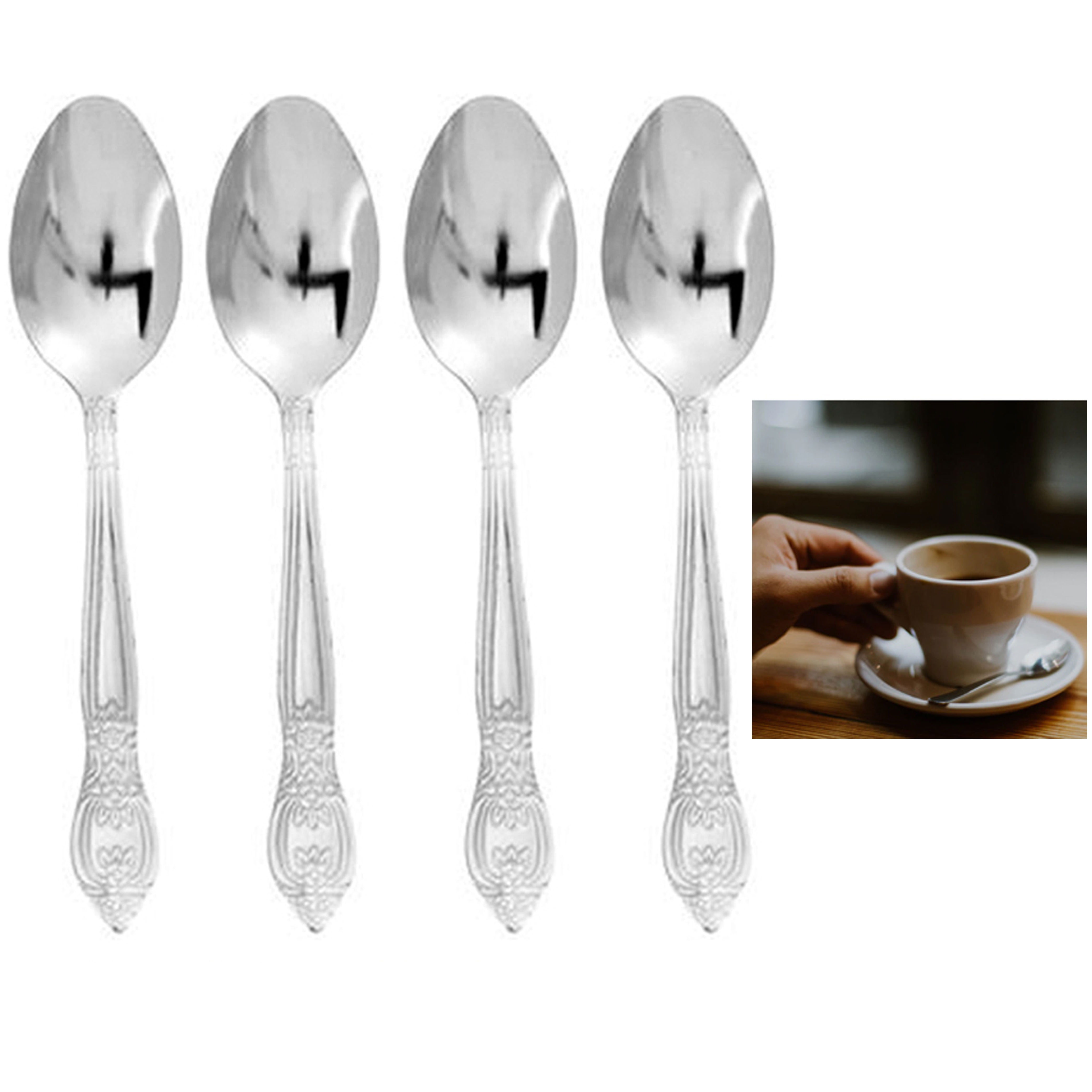 24 Pc Stainless Steel Teaspoon Set Flatware Silverware Cutlery Coffee ...