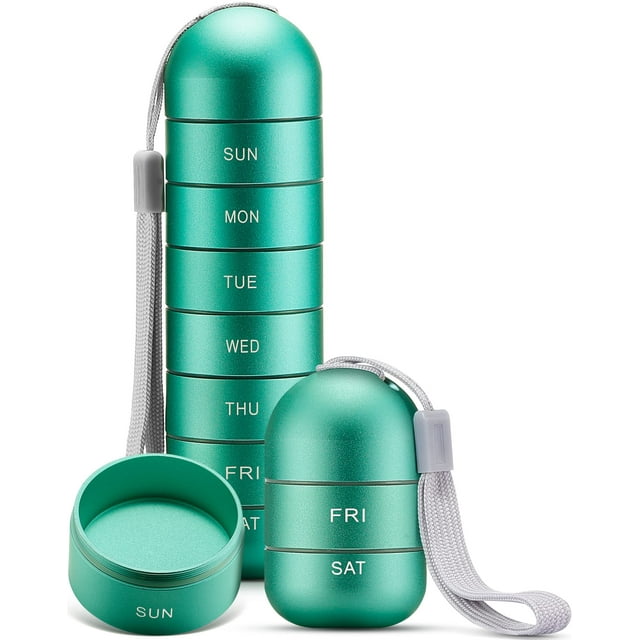 Metal Moisture Proof Weekly Pill Organizer, Stackable Aluminum Alloy ...