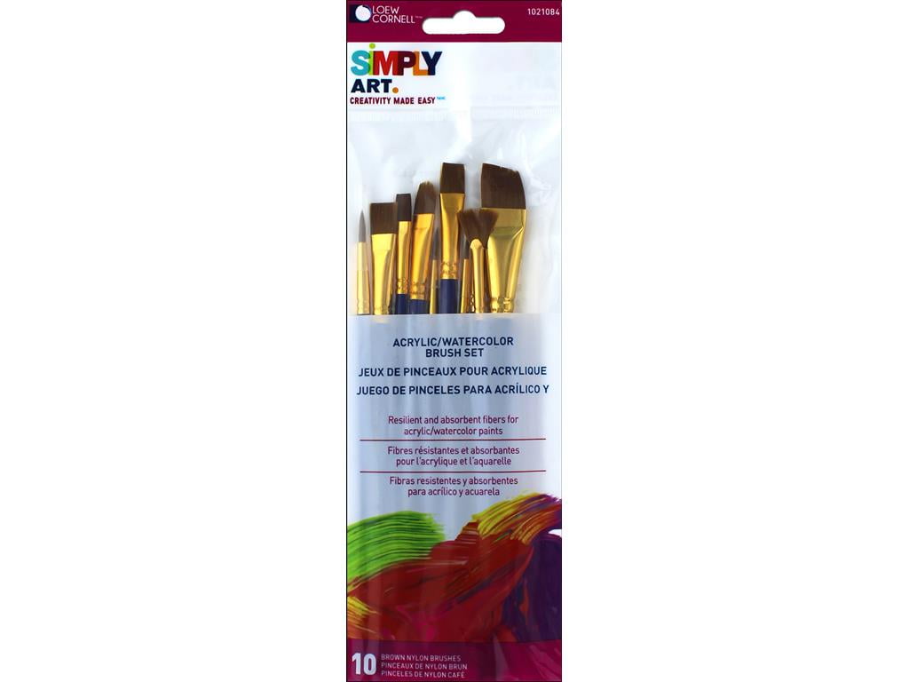 Loew Cornell Simply Art Brush Set Acrylic 10pc - Walmart.com - Walmart.com