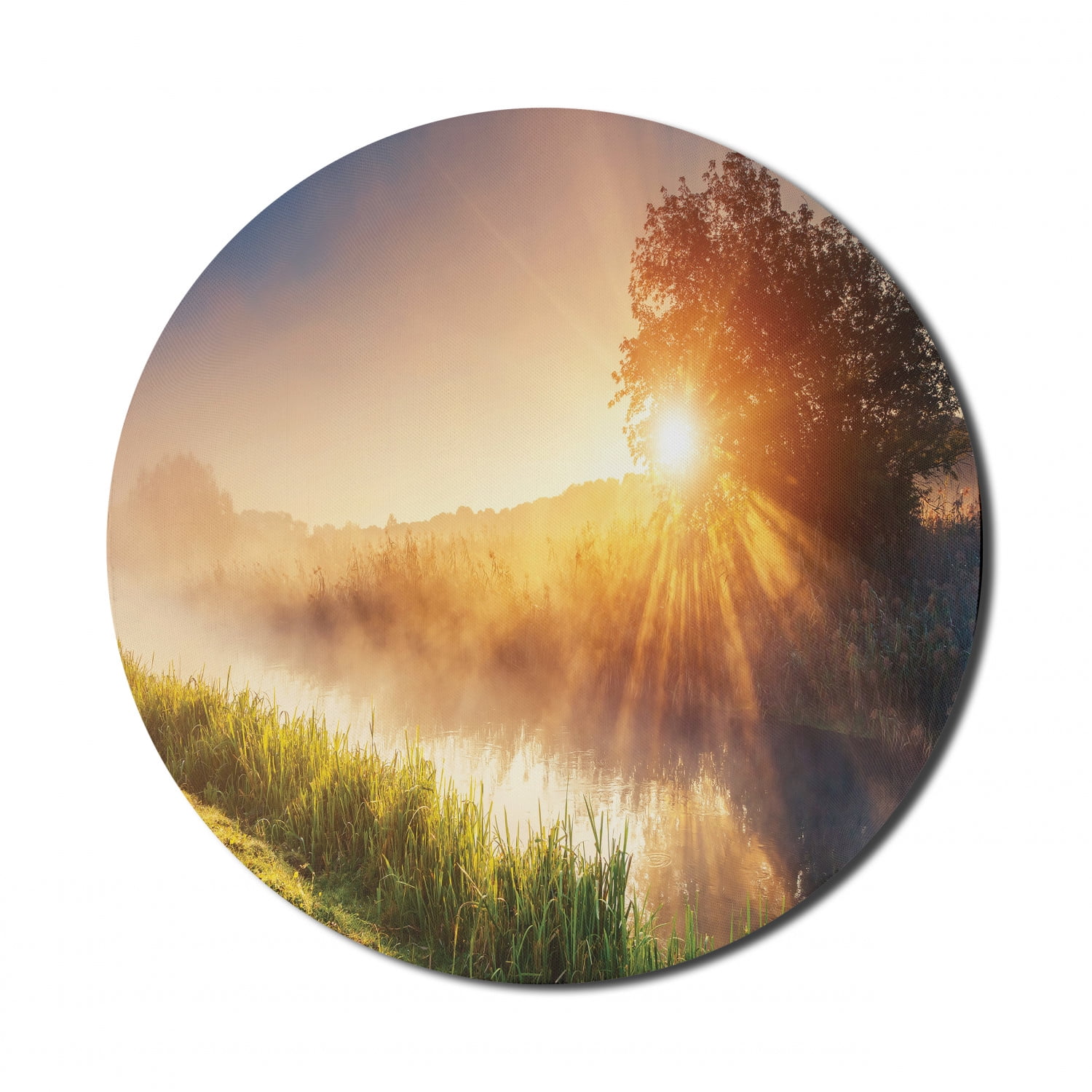 Nature Mouse Pad for Computers, River with the Grass in Sun Rays Beams ...