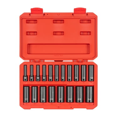 TEKTON 3/8 Inch Drive Deep 6-Point Socket Set, 19-Piece (6-24 mm ...
