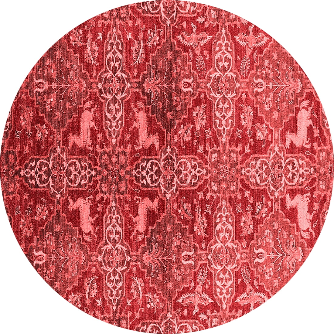 Ahgly Company Indoor Round Oriental Red Industrial Area Rugs, 7' Round ...