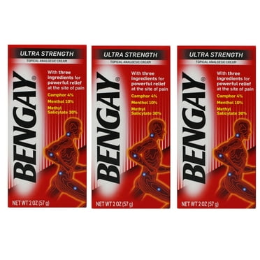 BENGAY Ultra Strength Pain Relieving Cream, Muscle Rub with Menthol, 4 ...