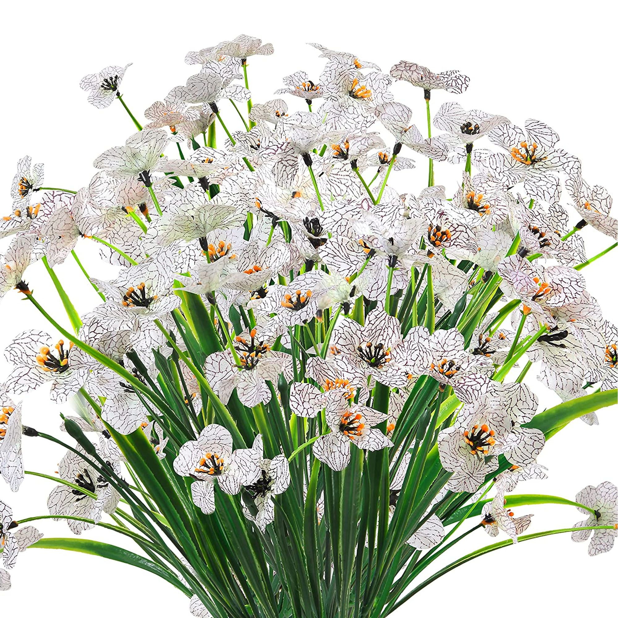 Deago 12 Bundles Artificial Violet Flowers Outdoor UV Resistant Shrubs ...