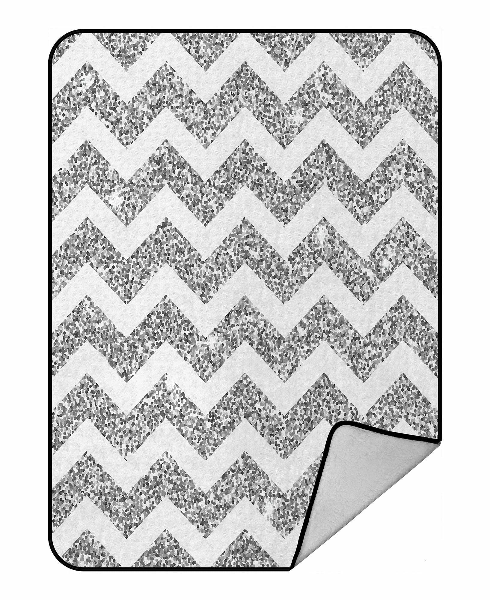 Silver Glitter Chevron