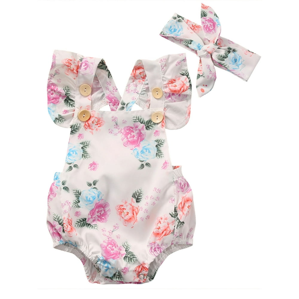 Wayren USA - Newborn Infant Baby Girl Floral Romper Summer Jumpsuit ...
