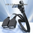 1 Male To 2 Female USB Splitter Extension Cord 90 degree Bend For PC ...