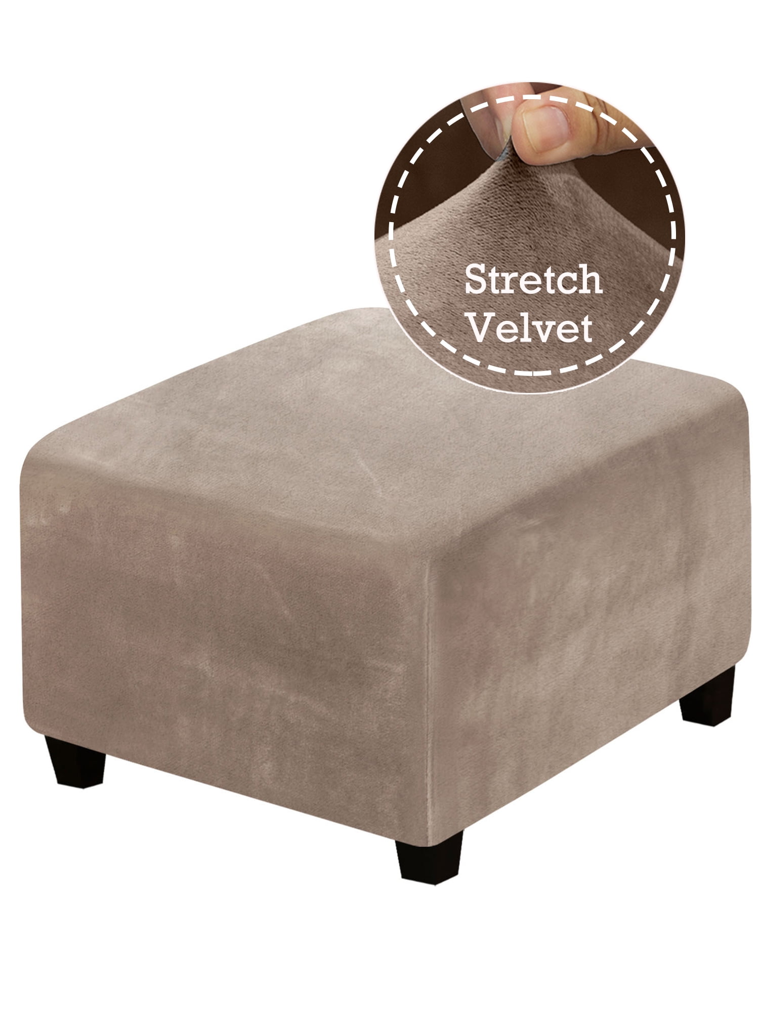 KBOOK Ottoman Cover Square Ottoman Slipcover Stretch Velvet Footrest ...