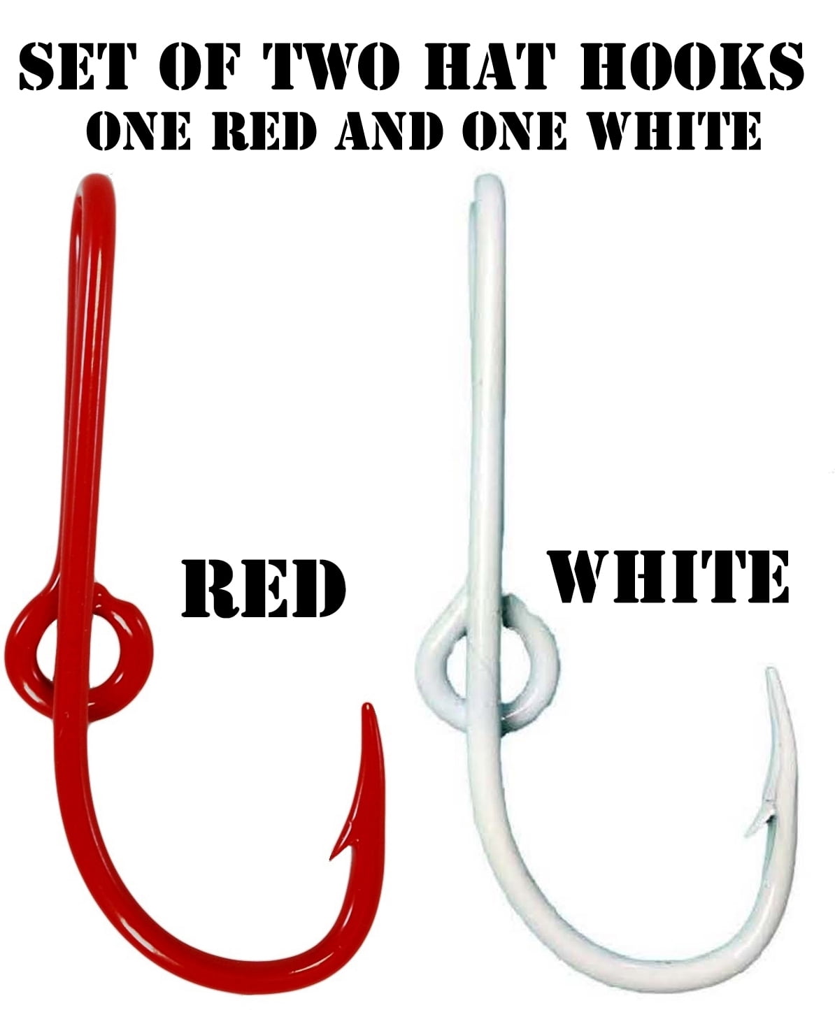 Custom Colored Eagle Claw Hat Fish Hooks for Cap -Set of Two Hat pins- One Red and One White Hat ...