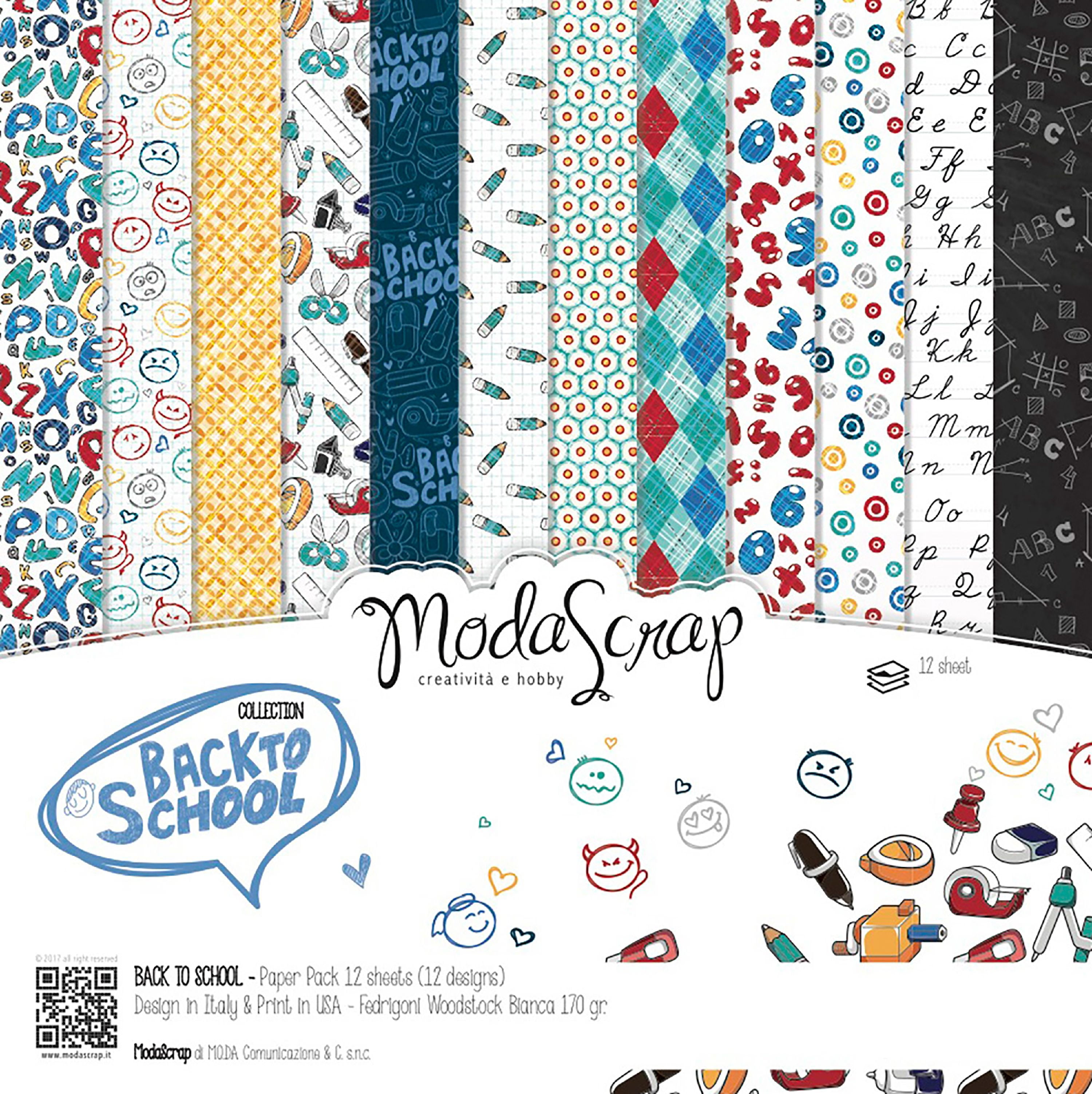 Elizabeth Craft ModaScrap Paper Pack 6"X6" 12/Pkg-Back To School ...