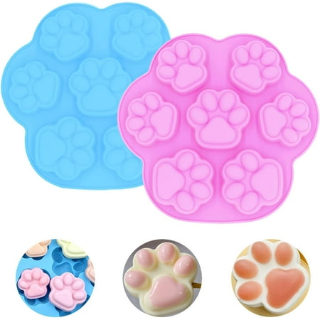 HEIBIN Silicone Molds, 2 Pcs 3D Large Cute Cat Paw Silicone Molds With ...