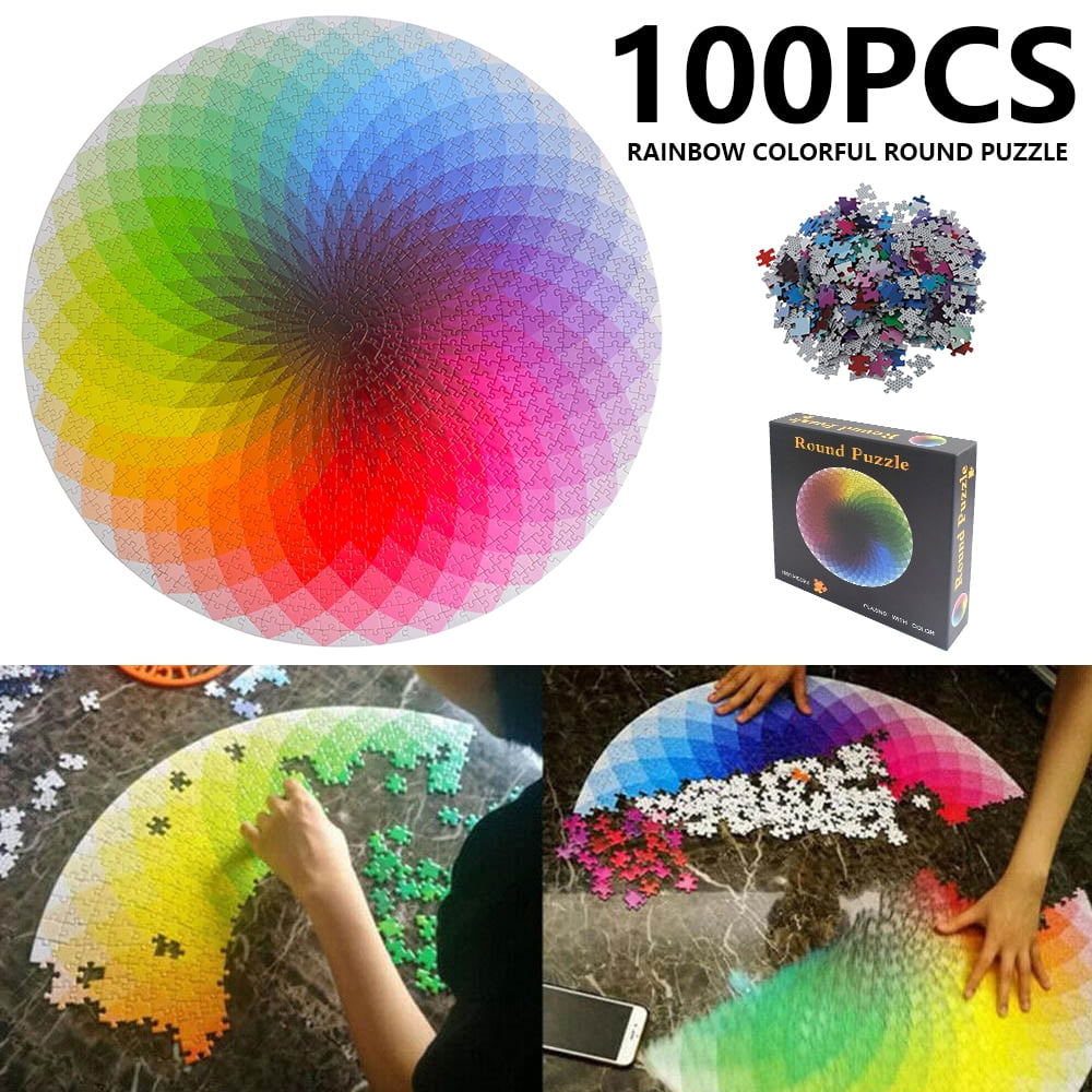 ZTOO 1000 Pieces Paper Round Jigsaw Puzzle Colorful Rainbow Round ...