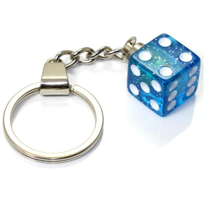 SmallAutoParts Clear Blue Glitter Dice Keychain - Walmart.com