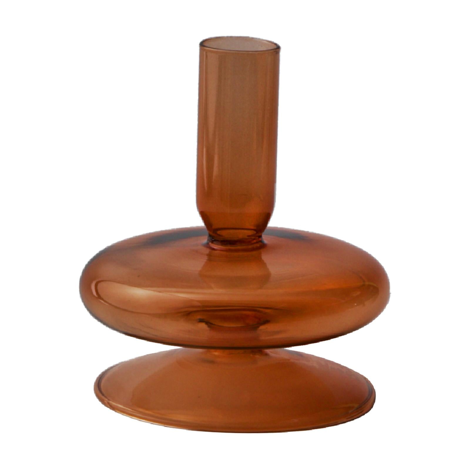 1 Piece Glass Cale Stick Holder Brown Crystal Tapered Cale Holder ...